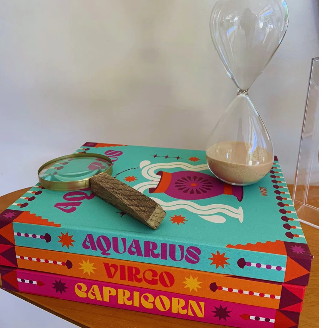Livro Caixa Organizadora 100% Mdf Signos 3x25x34cm Libra